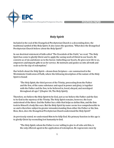 Position Paper on the Holy Spirit (PDF Download) – EPC Resources