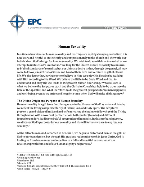 Position Paper on Human Sexuality (PDF Download) – EPC Resources